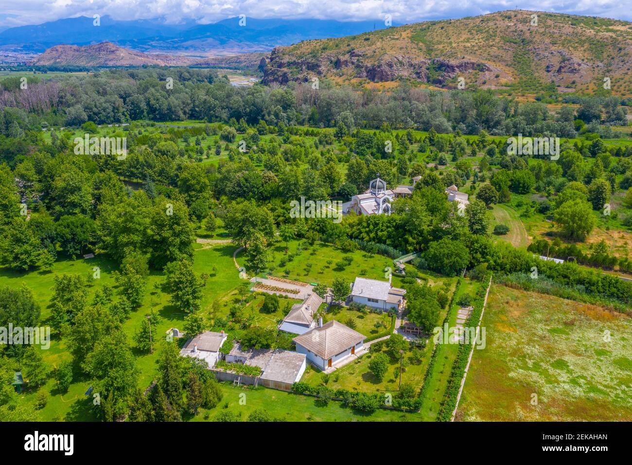 Aerial view of Rupite, a spiritual site dedicated to Baba Vanga in ...