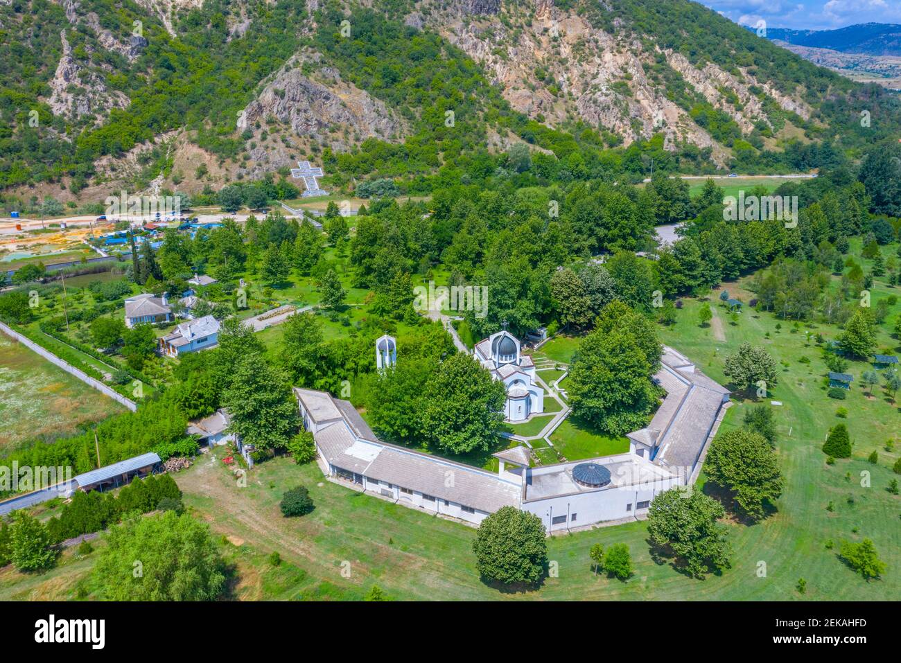 Aerial view of Rupite, a spiritual site dedicated to Baba Vanga in ...