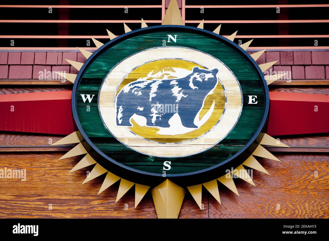 Close up of a Coat of arms, Yellowstone National Park, Wyoming, USA ...