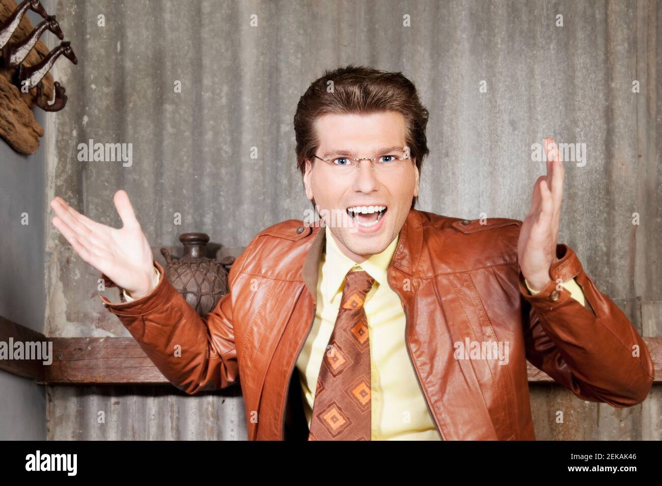 Portrait of a man shouting Stock Photo - Alamy
