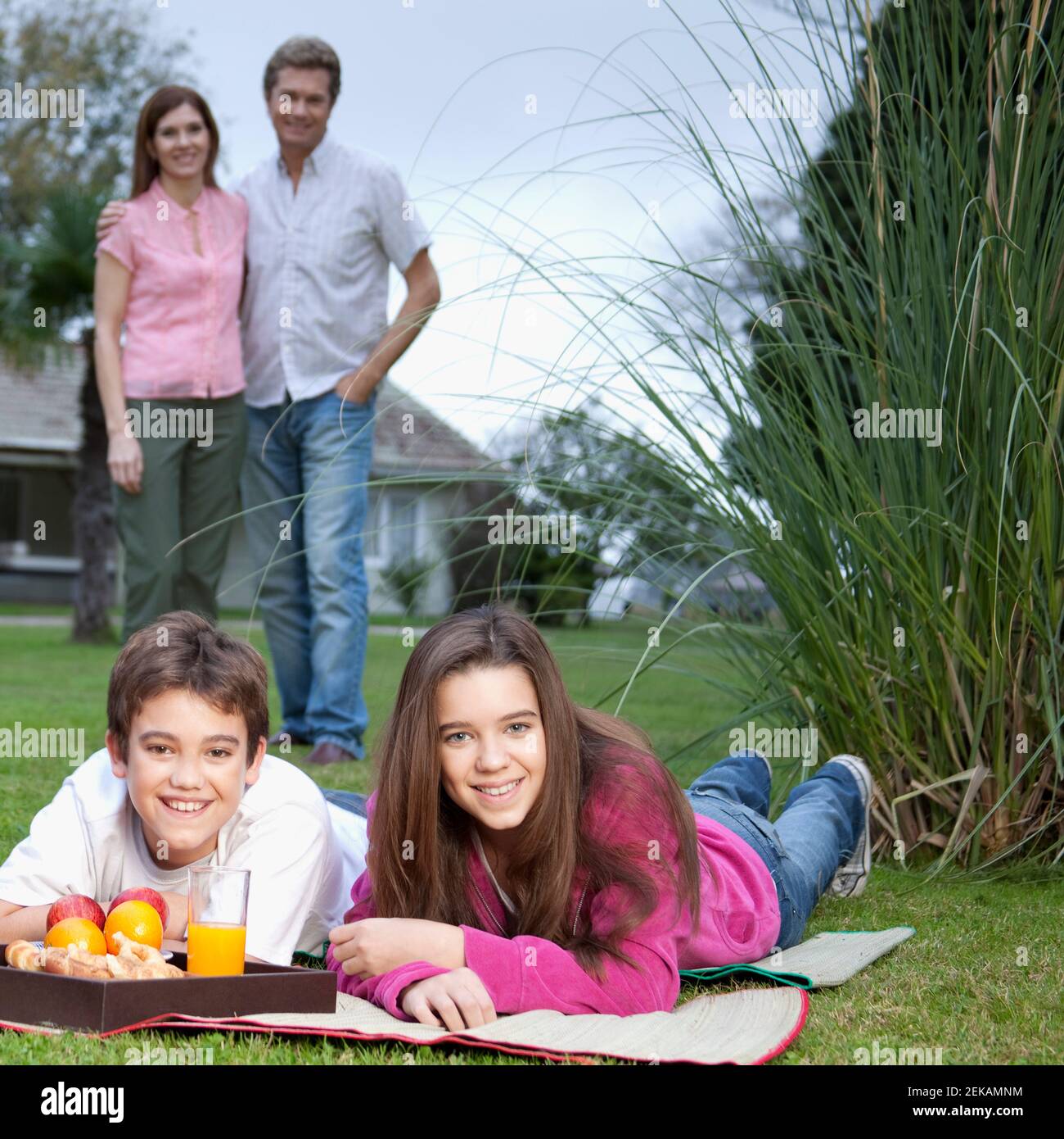 Family having a picnic Stock Photo - Alamy