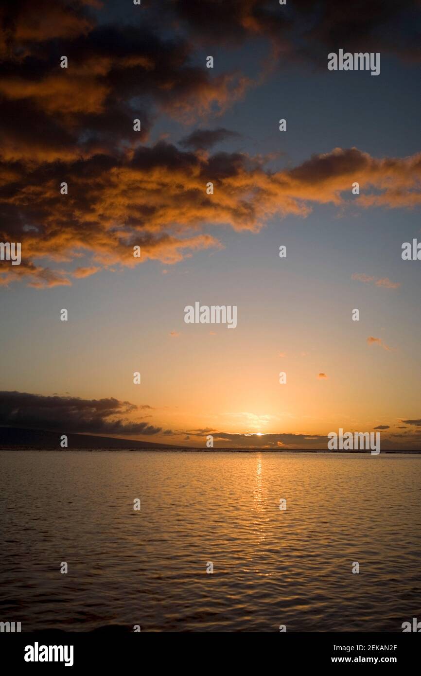 Sunset over the ocean, Lahaina, Maui, Hawaii, USA Stock Photo - Alamy