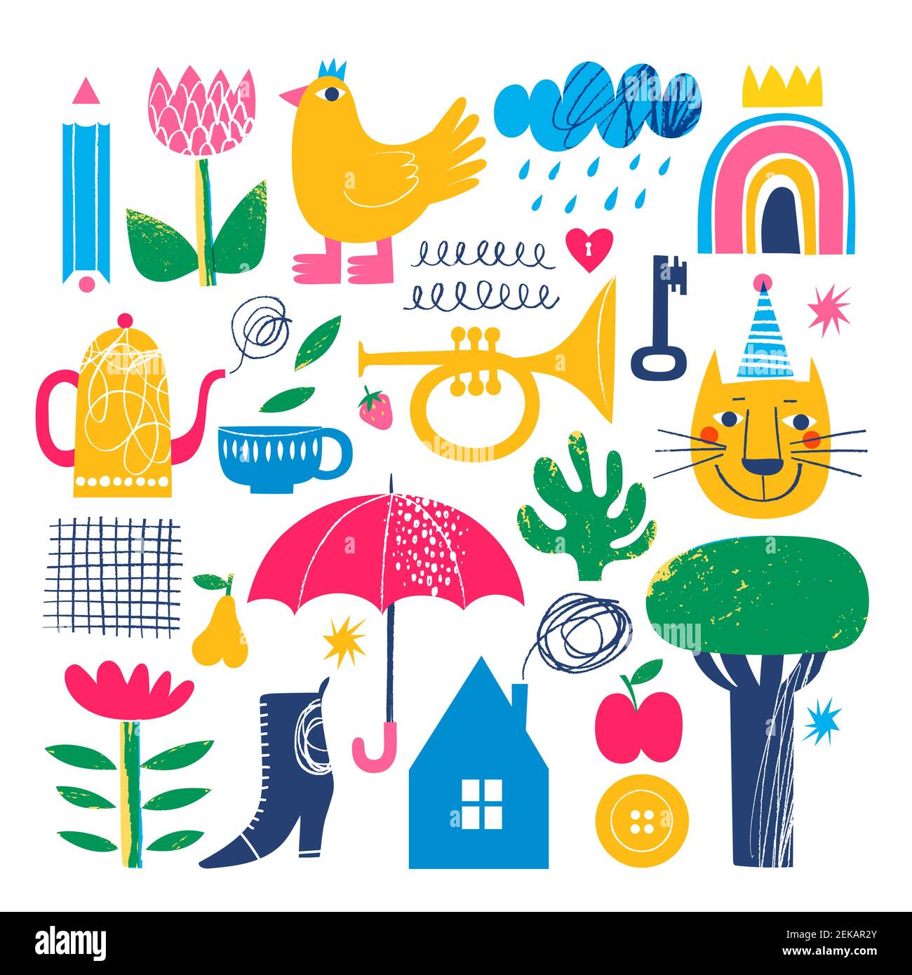 Abstract modern art design with hand drawn doodle elements Stock Vector ...