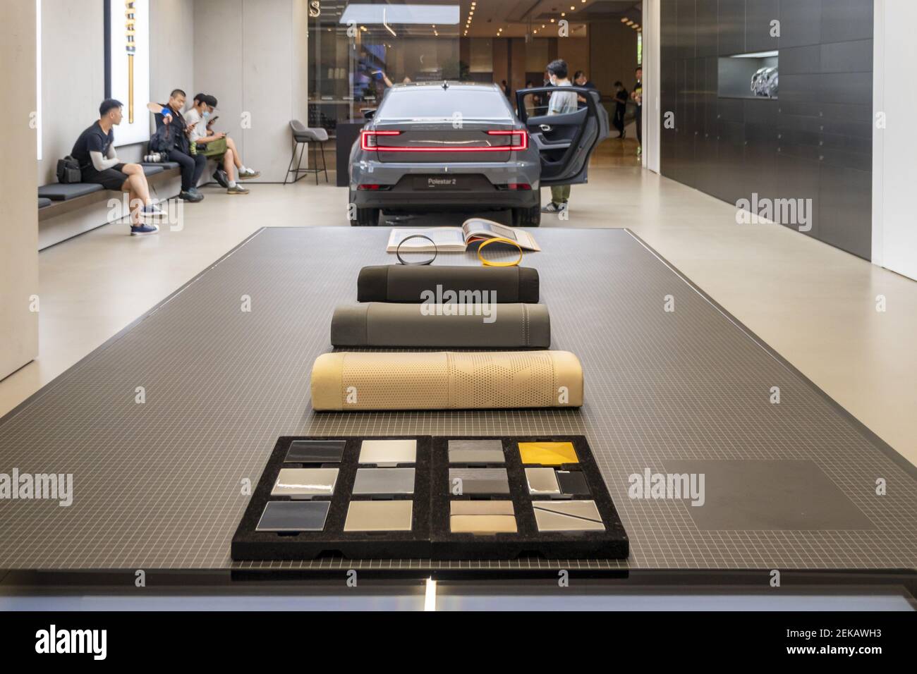 The model of Polestar 1, Polestar 2 and their parts at the newly opened ...