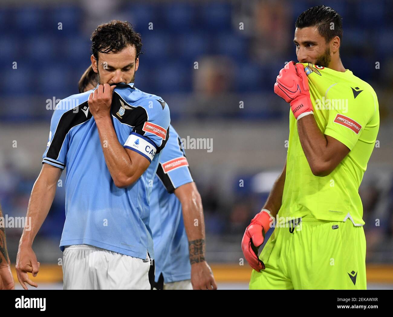 Marco Parolo and Thomas Strakosha of SS Lazio during the Serie A ...
