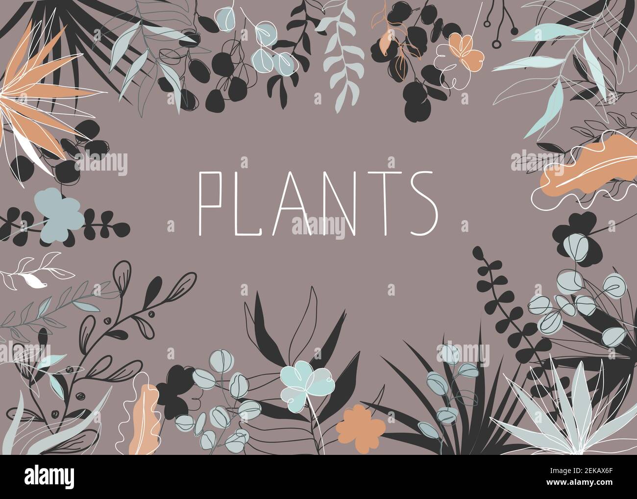 Floral vector illustration in trendy continuous line drawing style and ...