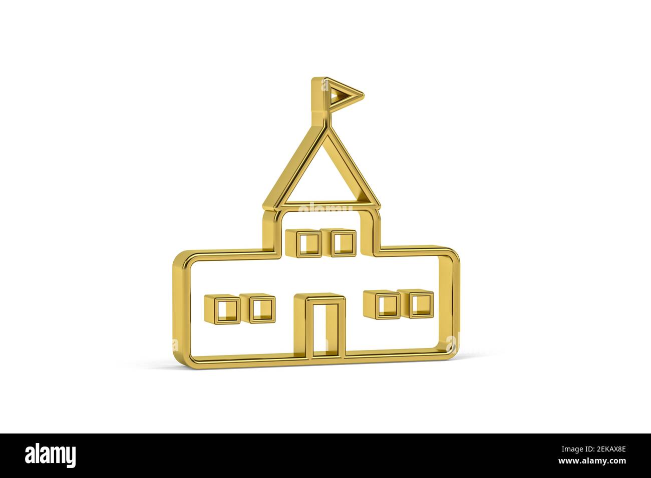 Golden 3d castle icon isolated on white background - 3D render Stock ...