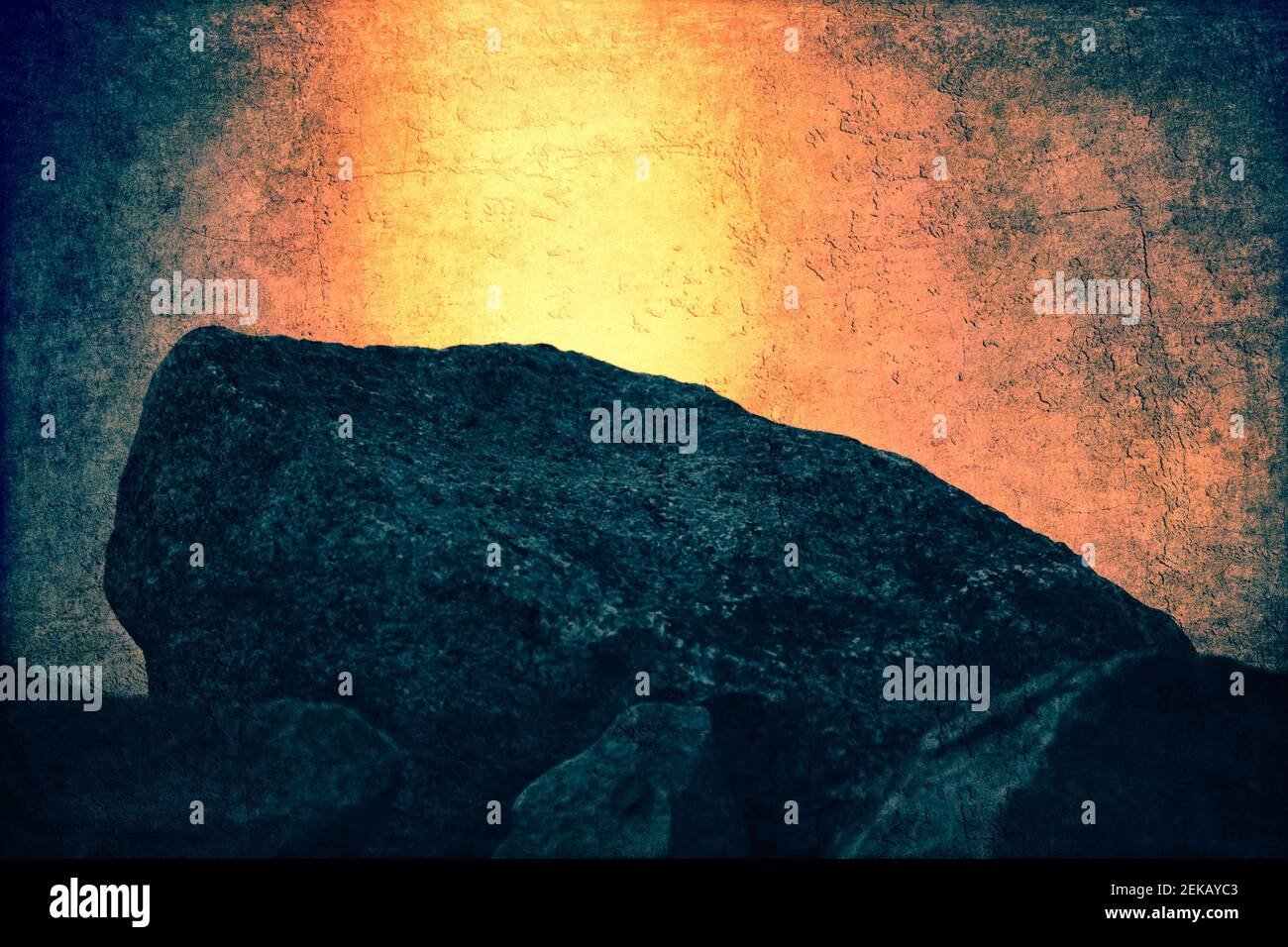 The cliff in front of a sea of fire Stock Photo - Alamy