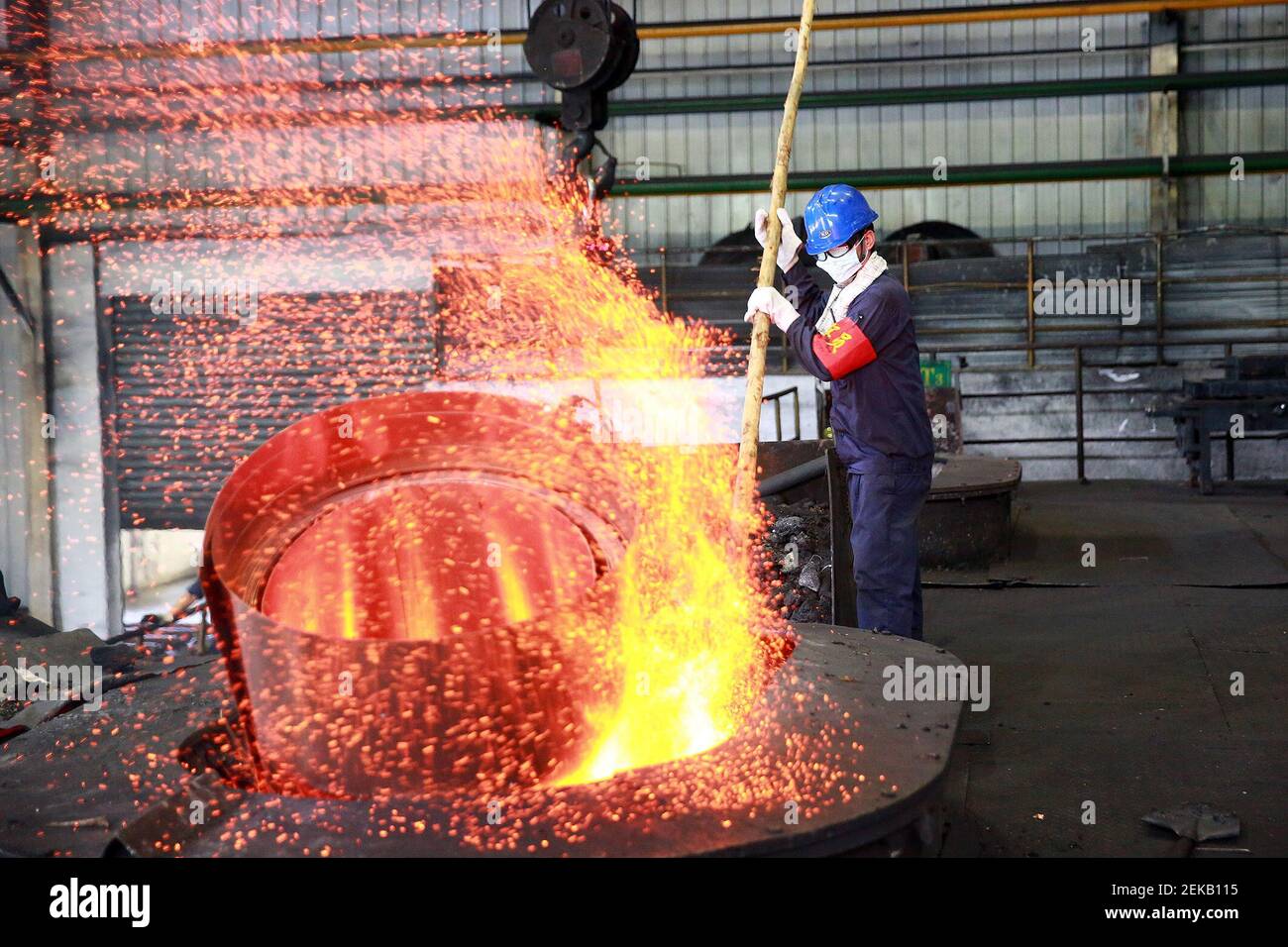 The smelter is melting copper in Jinhua,Zhejiang,China on 23th July ...
