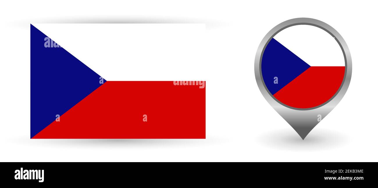 Vector flag Czechia. Location point with flag Chech Republic inside ...
