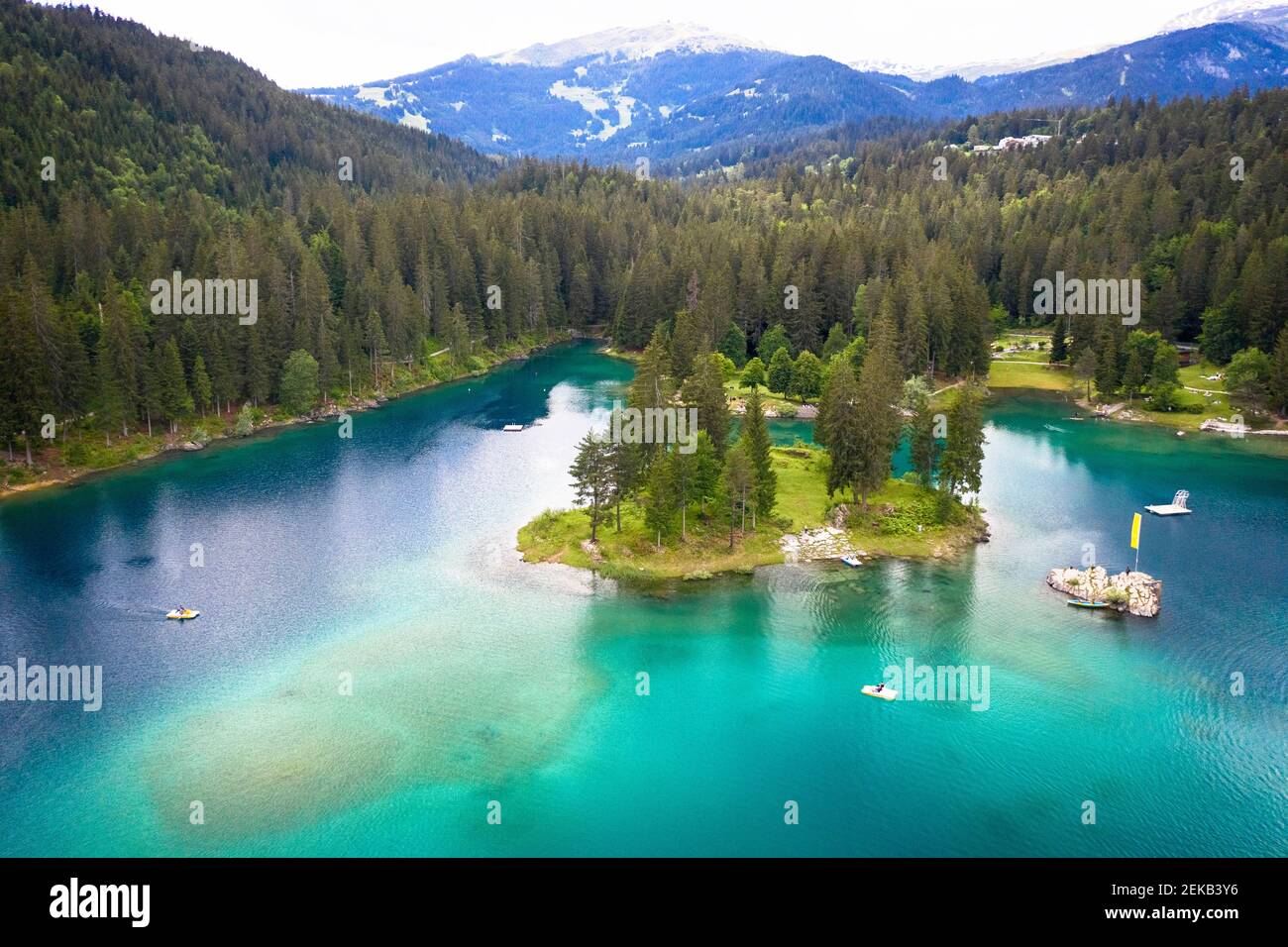 Switzerland, Graubunden, Cauma Lake, Aerial view of lake Stock Photo ...