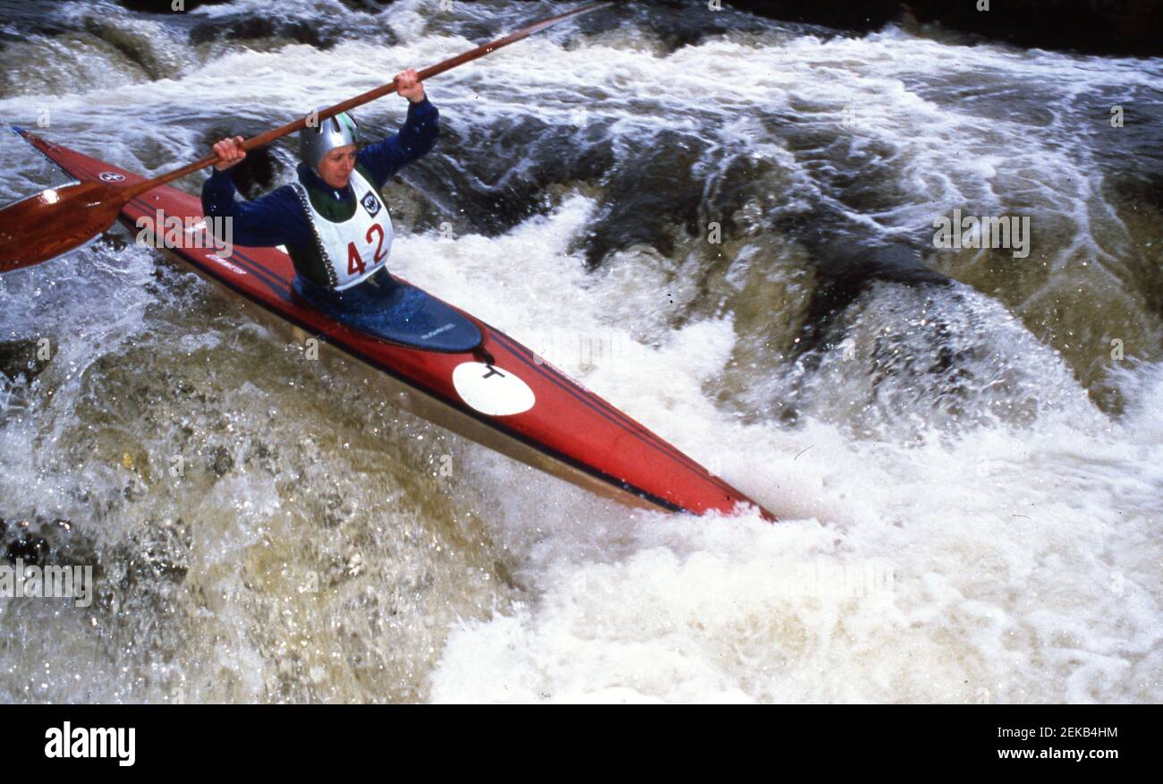 White Water Canoeing , Llangollen 20 October 1990 Photo by Tony Henshaw ...