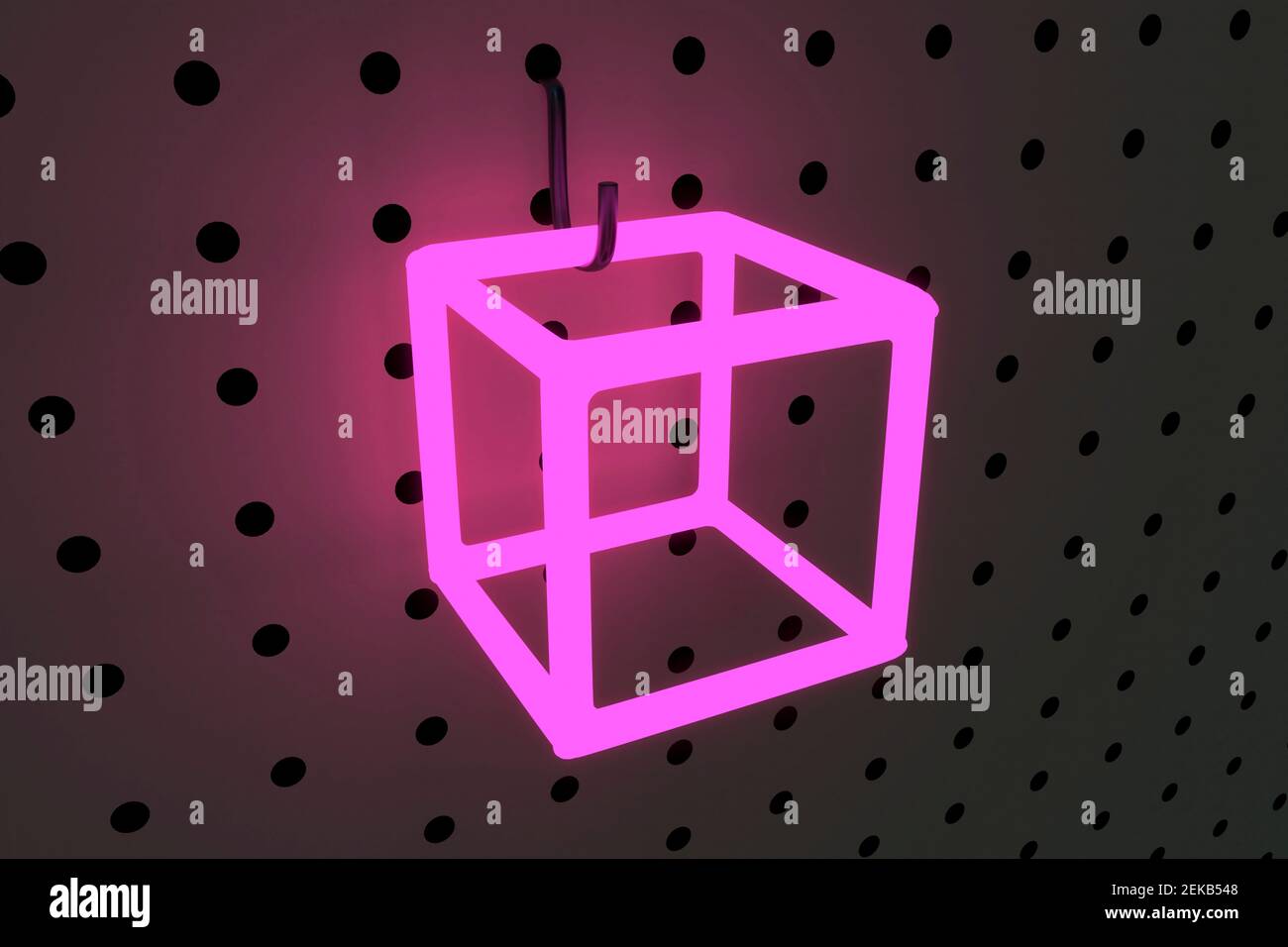 Illuminated cube shape on pegboard Stock Photo - Alamy