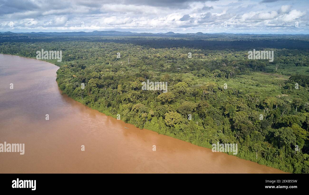 Cameroon, Aerial view of Sanaga river in landscape Stock Photo - Alamy