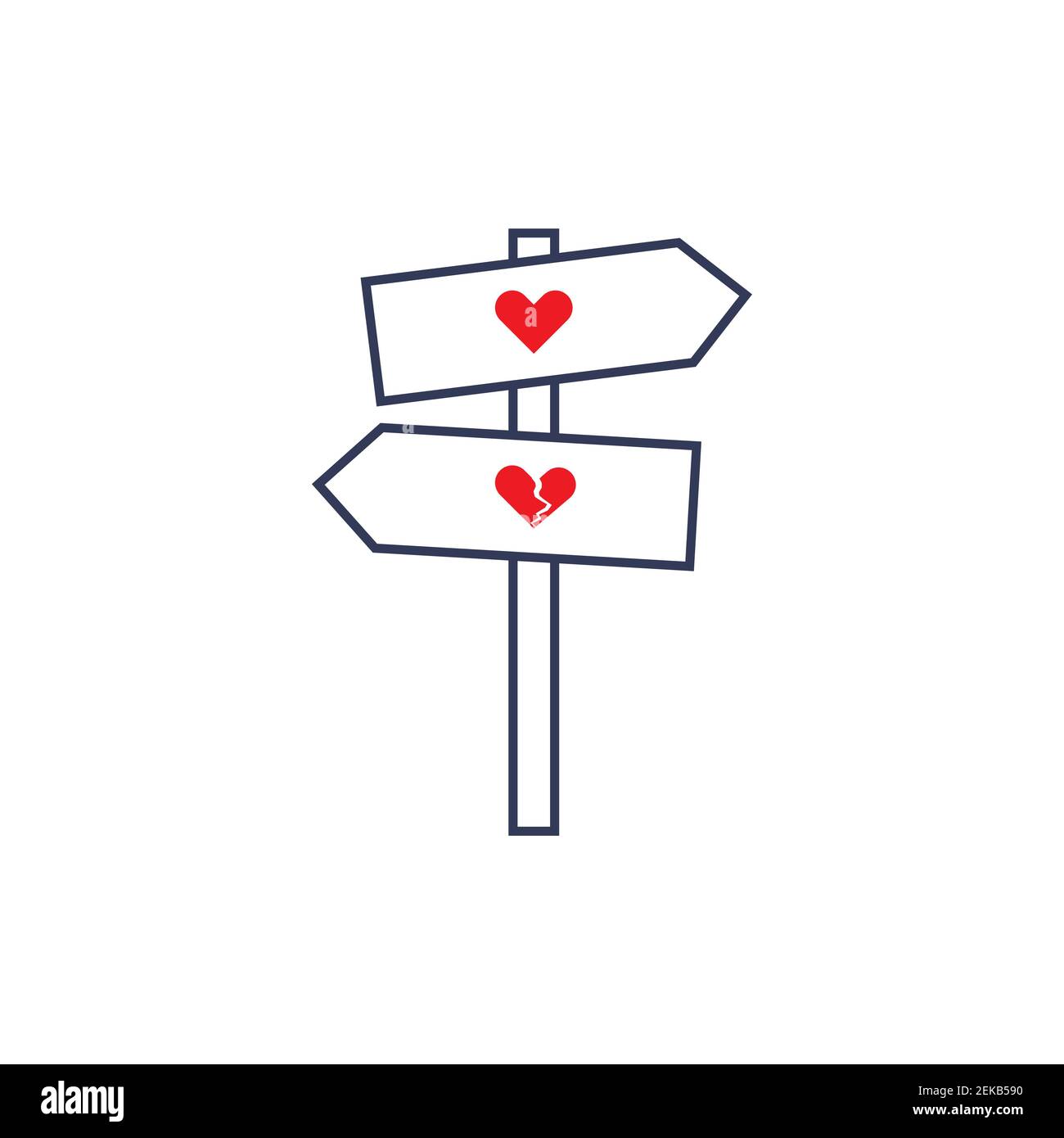 Love Signpost, find love or break heart direction. pointer icon, road ...