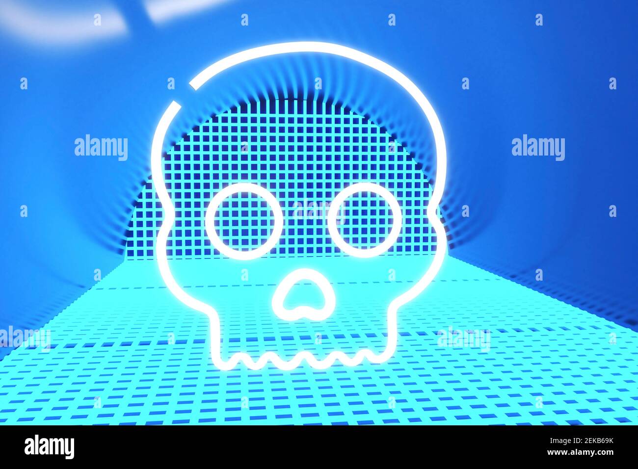 Illuminated skull against neon blue lights Stock Photo - Alamy