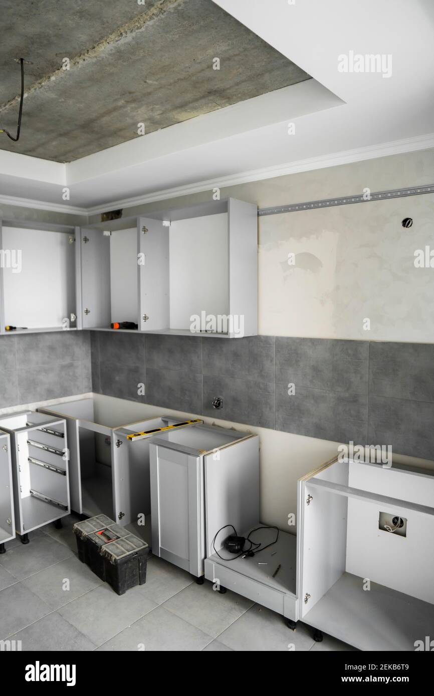 Custom kitchen cabinets installation without a furniture facades mdf ...