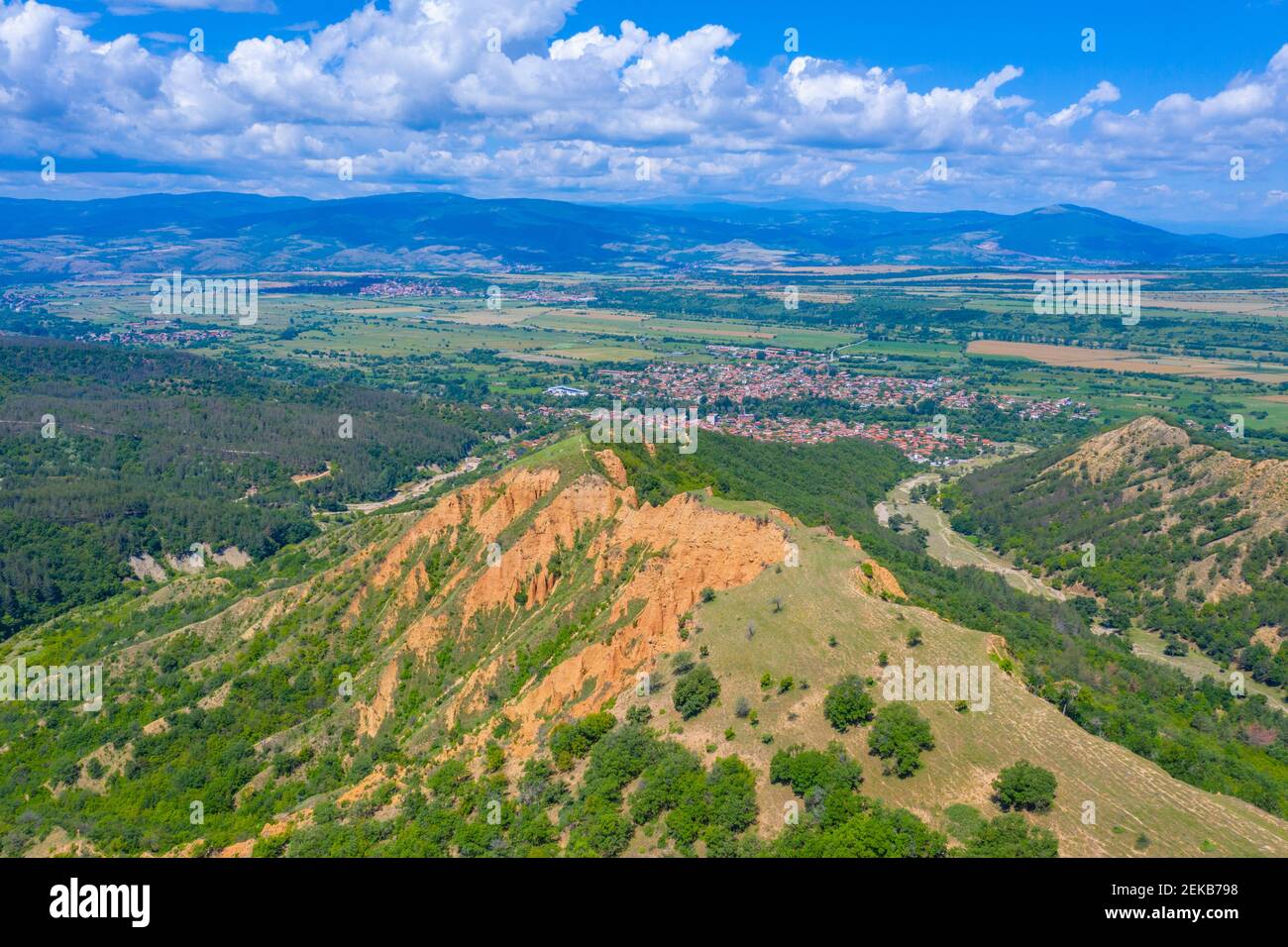 Panorama of sand pyramides and Bulgarian town Stob Stock Photo - Alamy