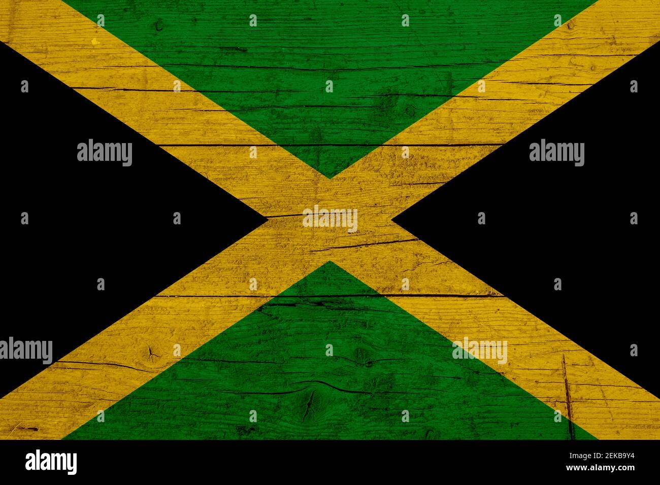 Flag of Jamaica. Wooden texture of the flag of Jamaica Stock Photo - Alamy