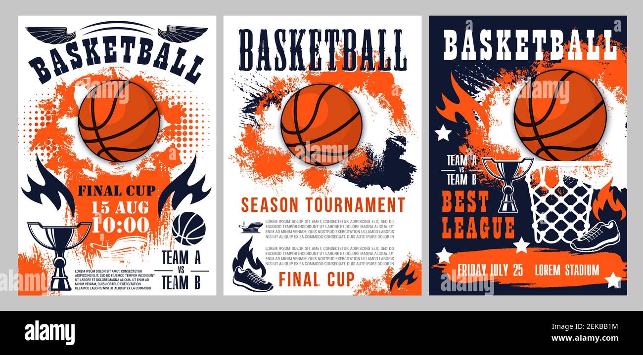 Basketball tournament, sport league cup championship posters. Vector ...