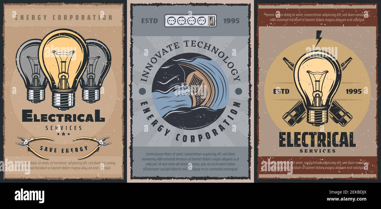 Energy production and electricity power generation vintage posters ...