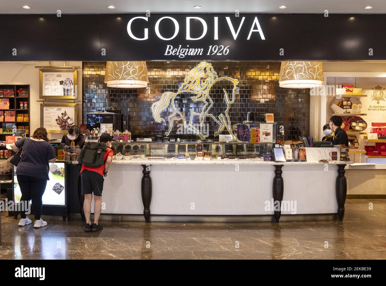 Belgian multinational chocolate manufacturer and brand chain Godiva store is seen in Hong Kong ...