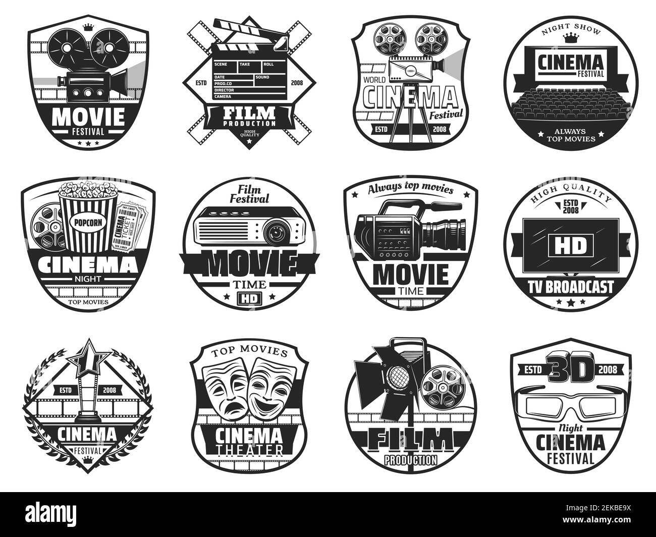Film Festival Cinema Theater Premiere Night And Movie Production Icons film-festival-cinema-theater-premiere-night-and-movie-production-icons