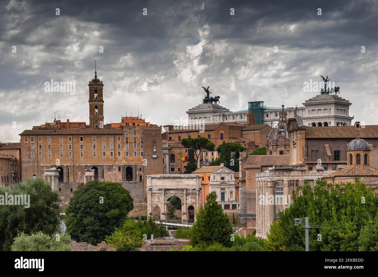 Italy, Rome, capital city cityscape, view from the Roman Forum Stock ...