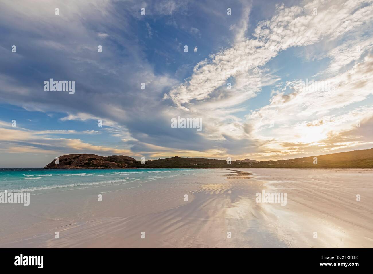 Sandy beach sunset hi-res stock photography and images - Alamy