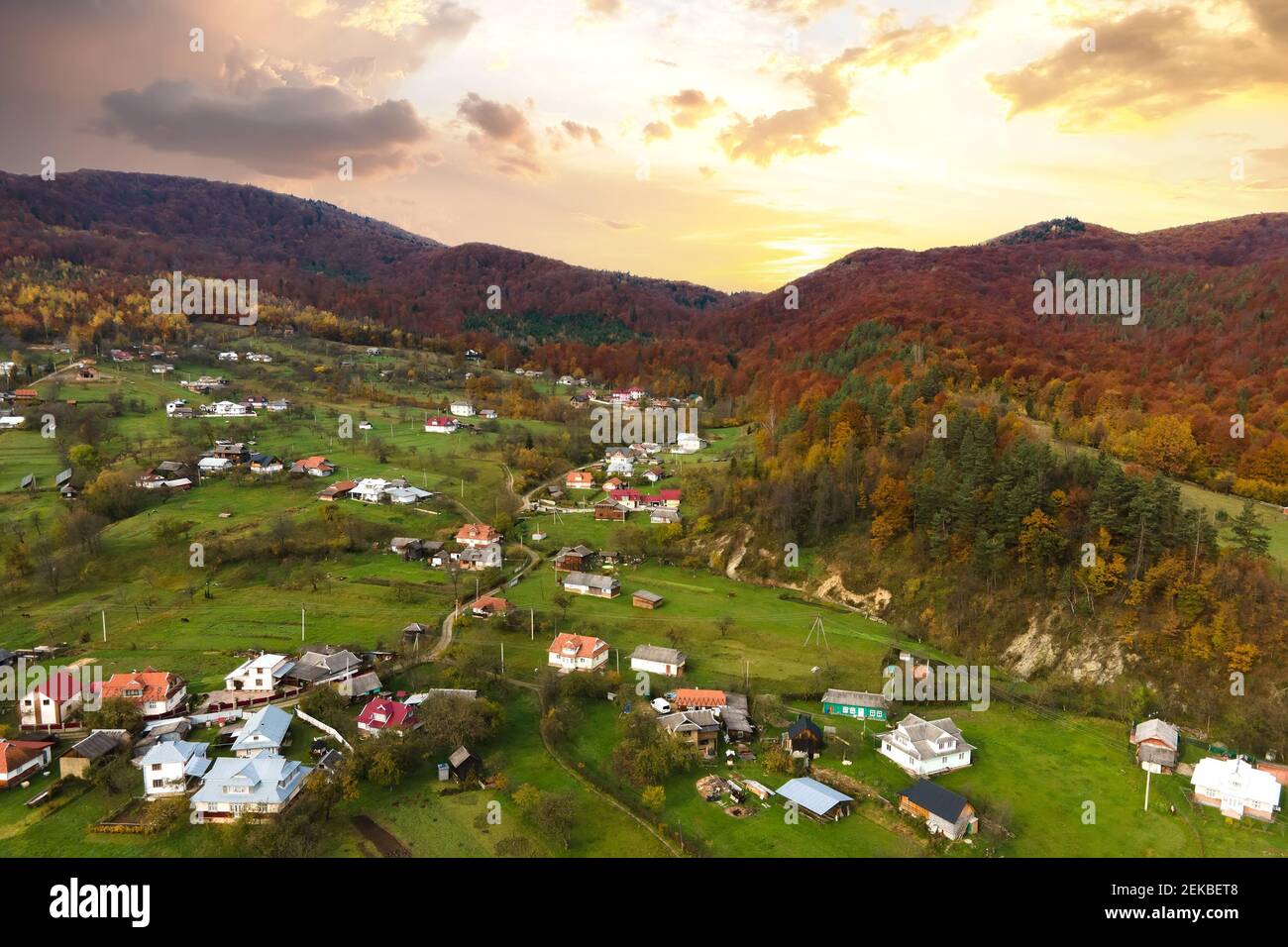 Aerial small valley between hills hi-res stock photography and images ...