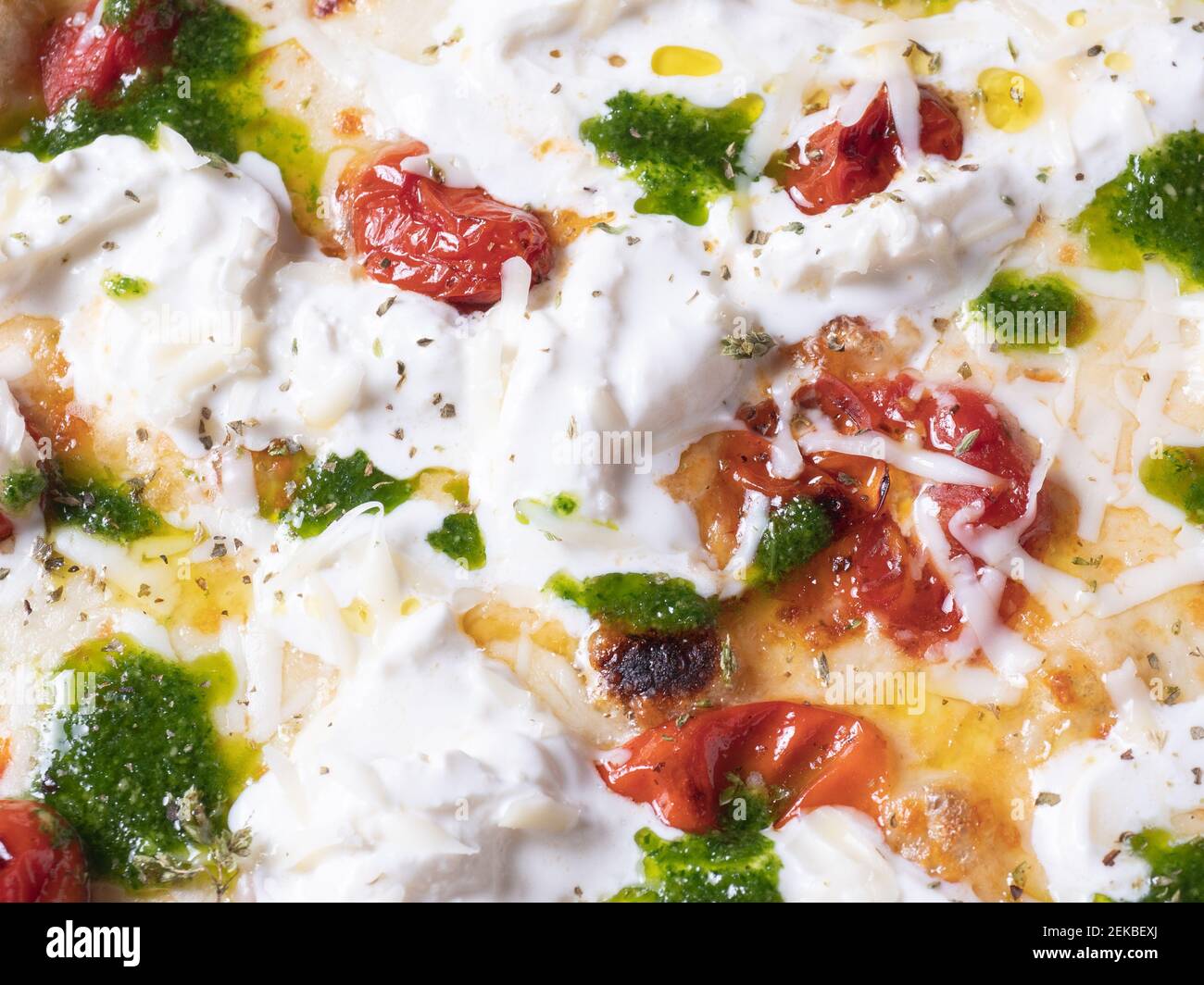 Pizza topping top view with tasty ingredients Stock Photo - Alamy