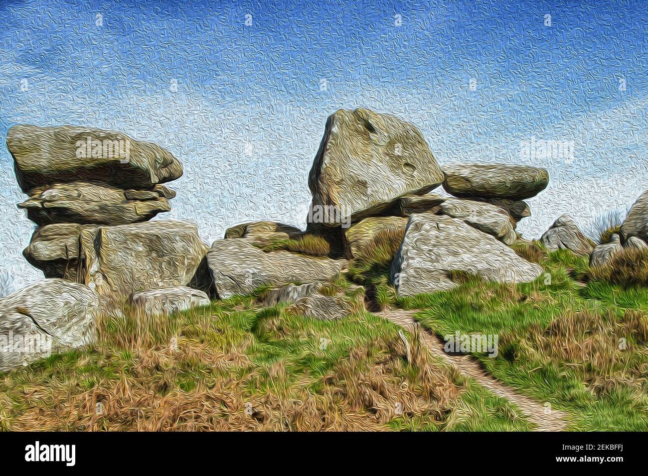 Natural unworldly ancient rock formations at Brimham Rocks, Harrogate ...