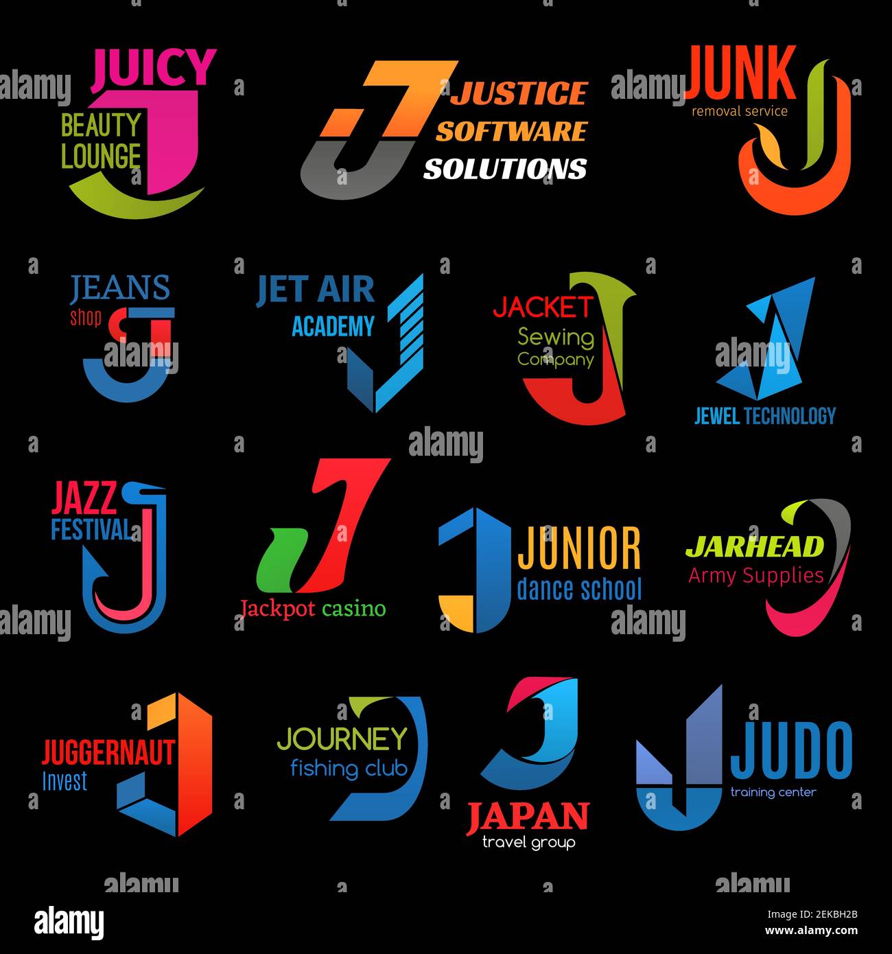 Letter J icons, business corporate identity. Vector J symbol, jazz ...