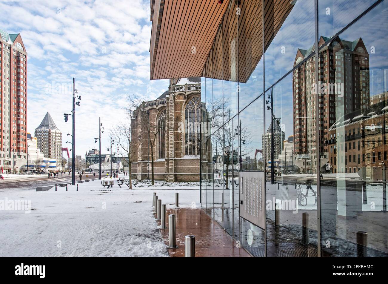 Rotterdam, The Netherlands, February 9, 2021: several buildings on ...