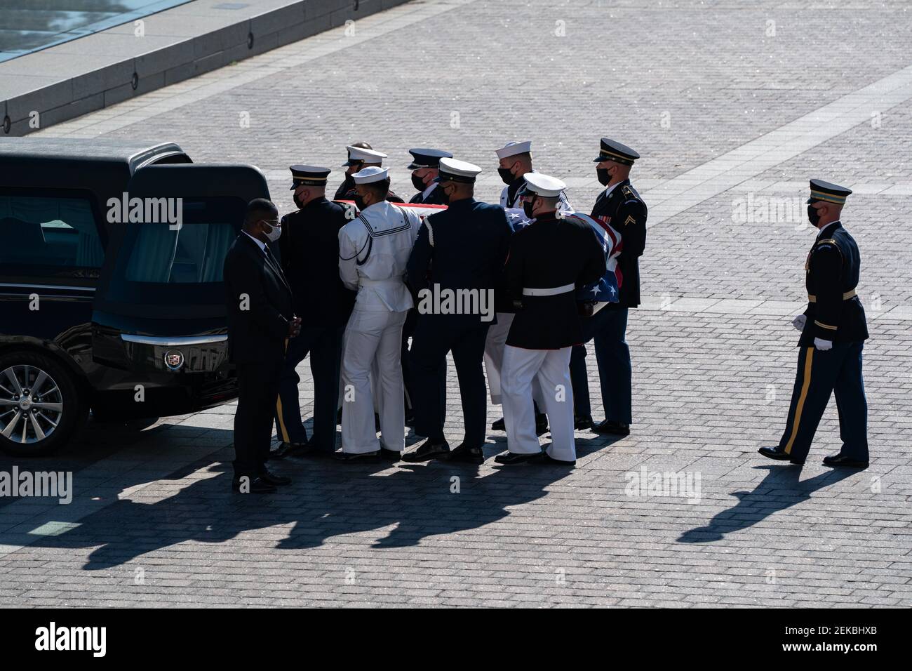 The flag draped casket of Rep. John Lewis (D-Ga.) is placed in a hurst ...