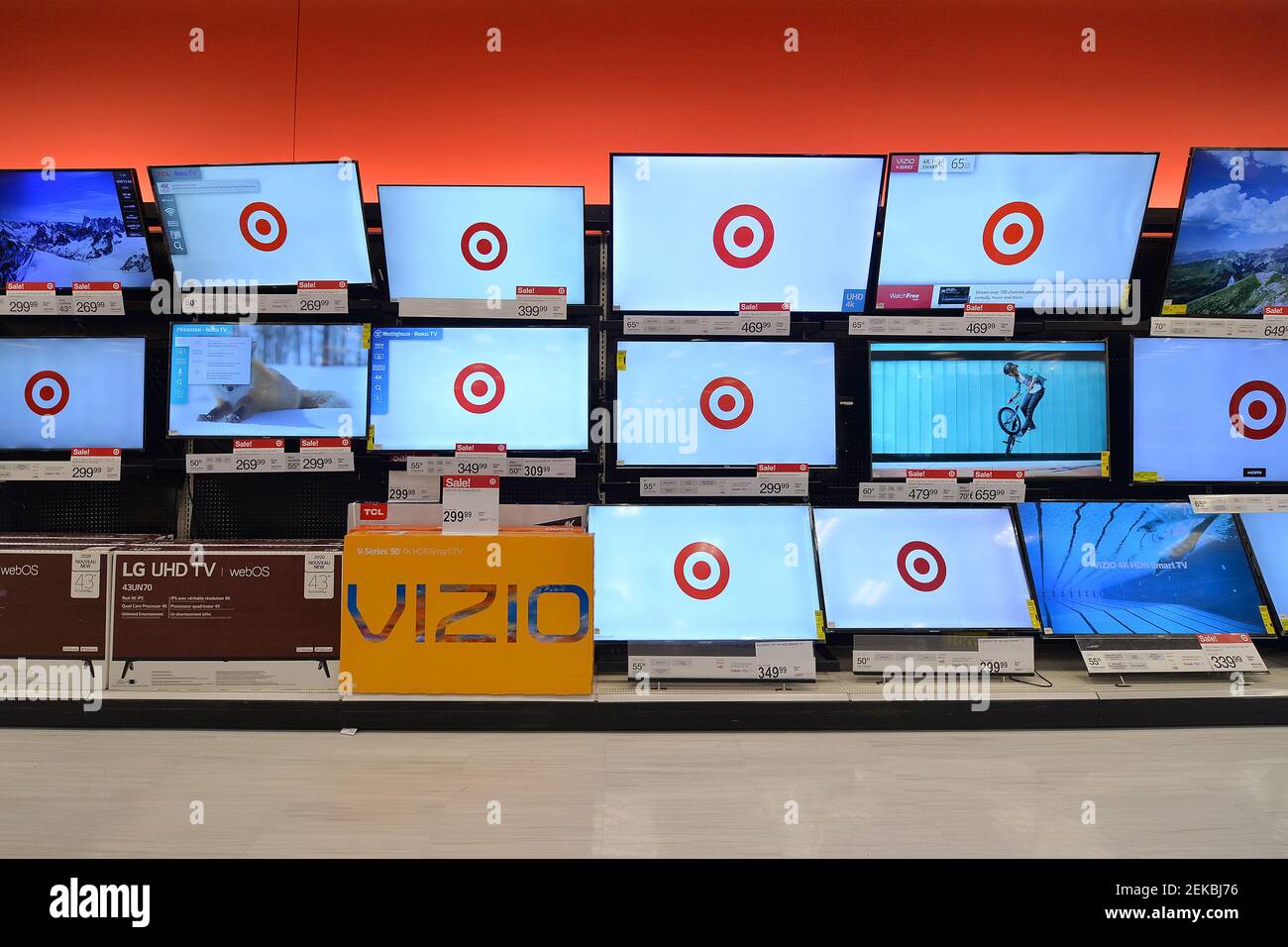 TV screens inside of the Target Store in the Elmhurst section of Queens ...