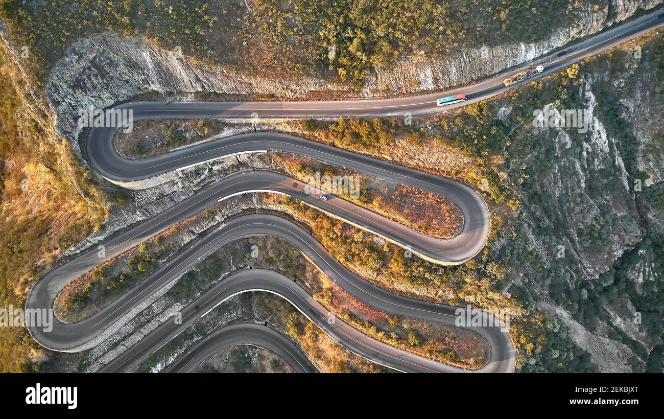 Aerial view of the winding road, Serra de Leba, Angola Stock Photo - Alamy