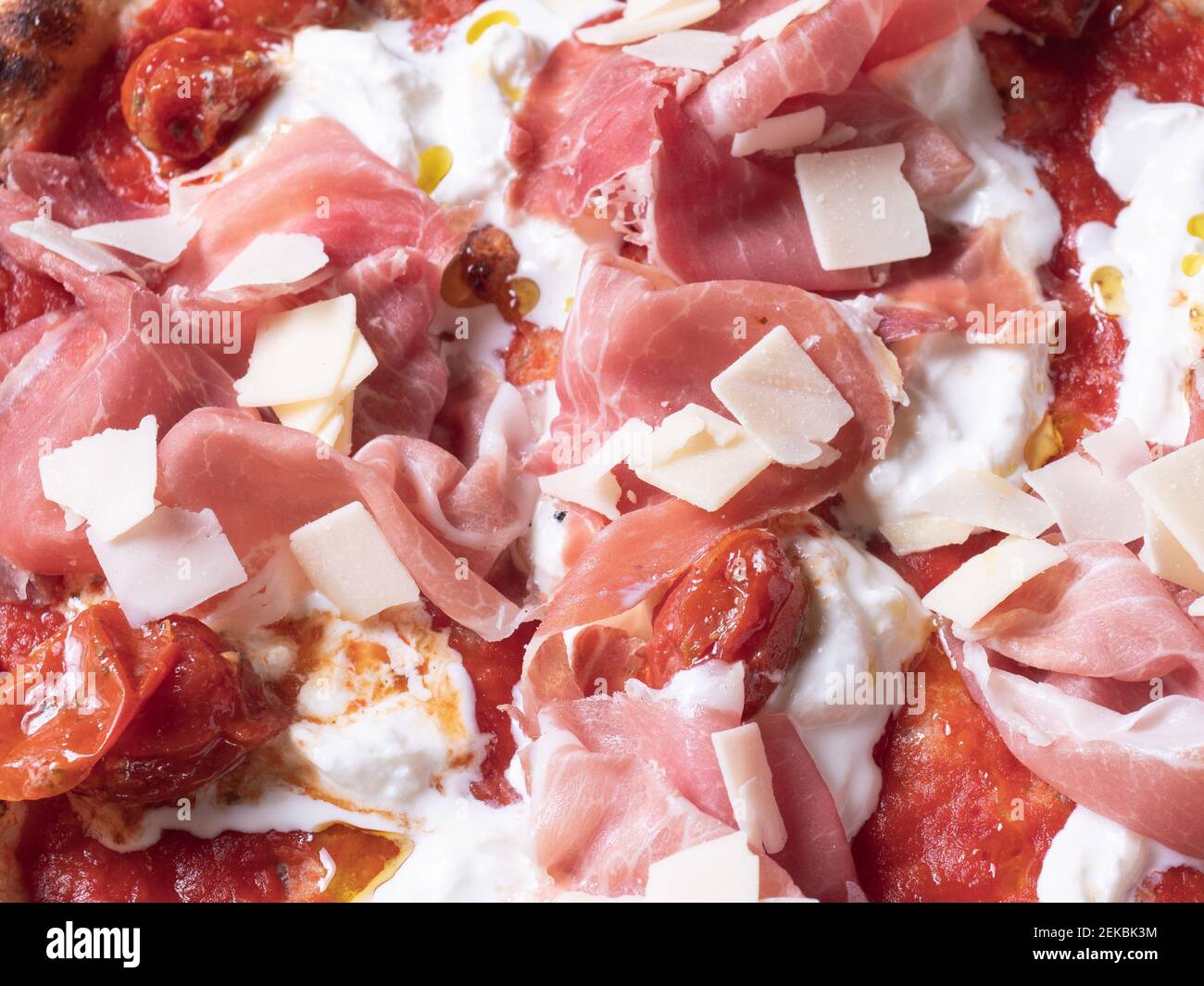 Pizza topping top view with tasty ingredients Stock Photo - Alamy
