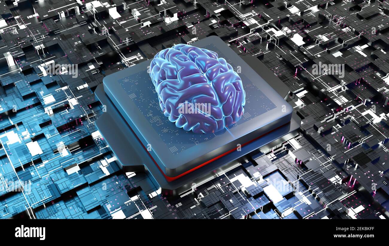 Human brain and circuit board hi-res stock photography and images - Alamy