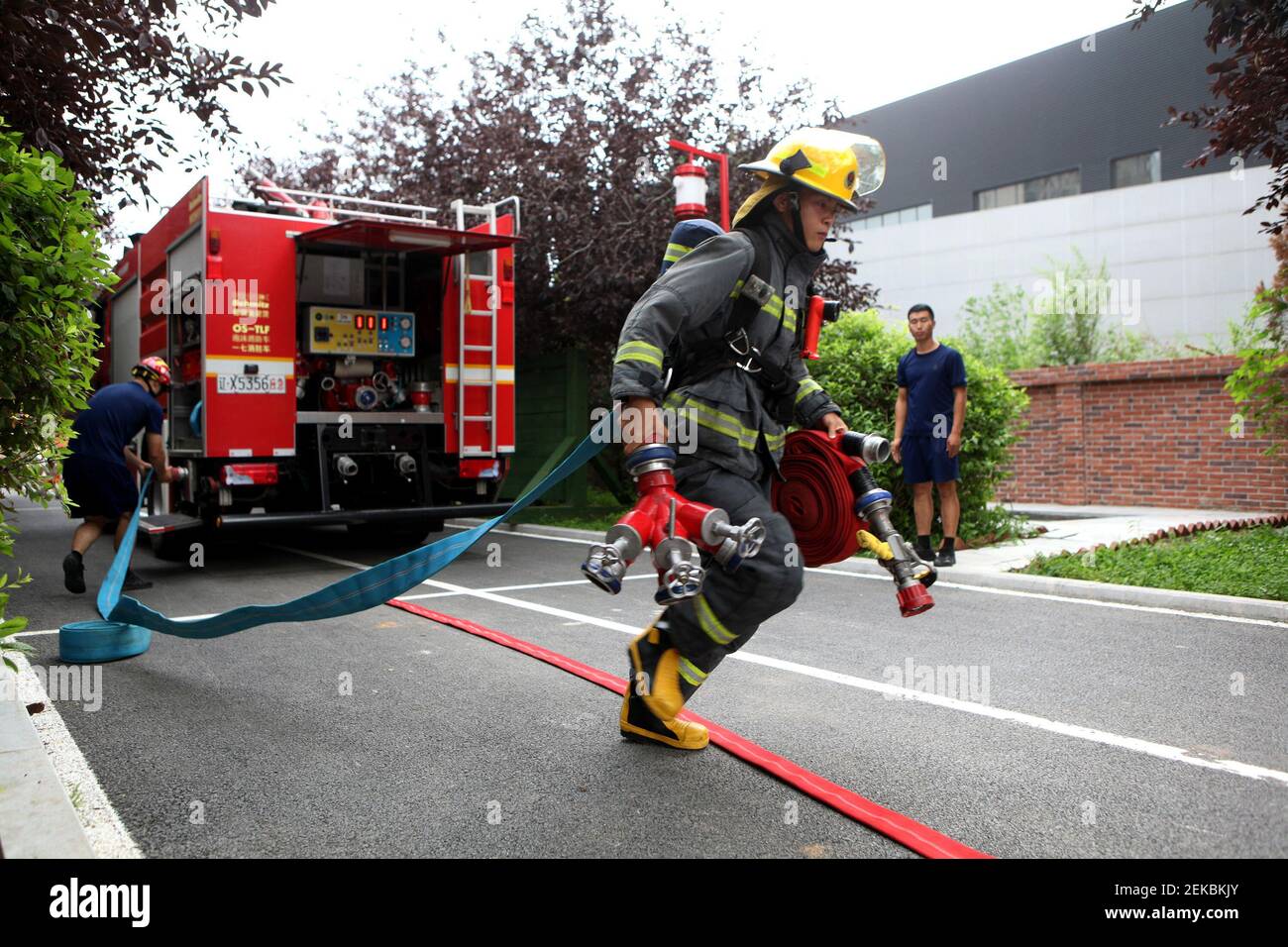 SHENYANG, CHINA - JULY 29, 2020 - Fire and rescue team members train in ...