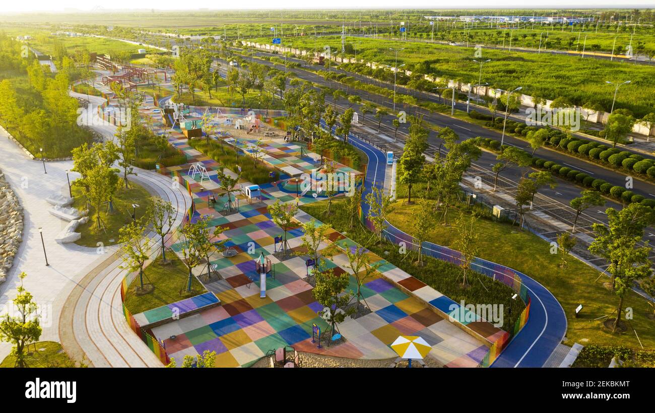 SHANGHAI, CHINA - JULY 29, 2020 - Lingang New District urban core ...