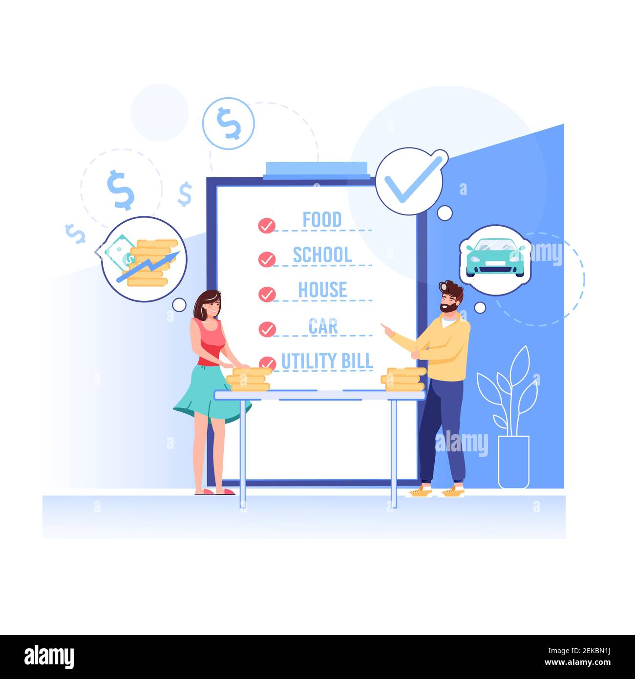 Flat cartoon characters family budget finance management plan,vector ...