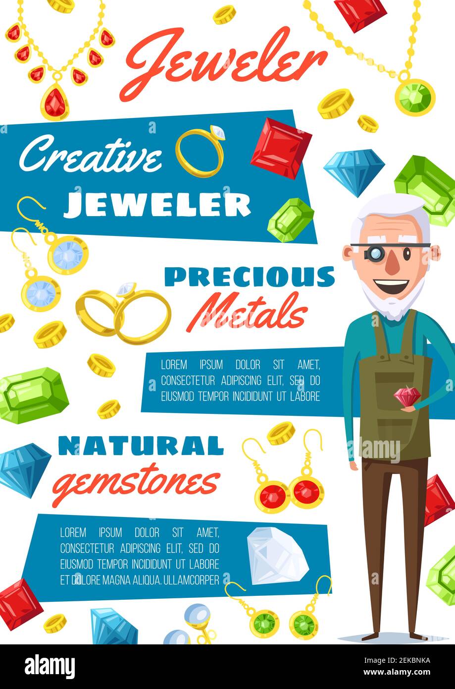 Jeweler professional worker and jewelry bijou gemstones appraiser ...