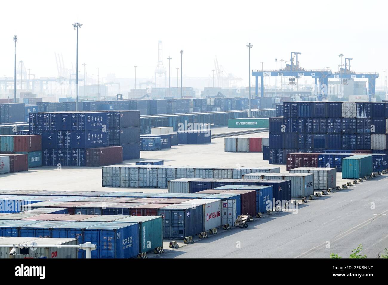 Liaoningï¼ŒCHINA-Dayaowan Port container terminal, Dalian, July 24 ...