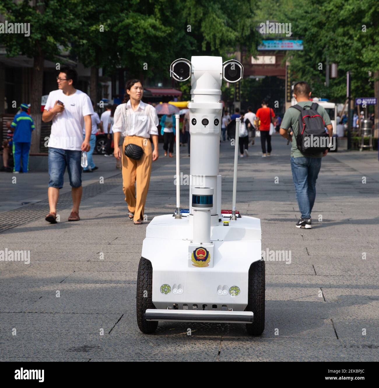 Jiangsuï¼ŒCHINA-A police patrol robot is photographed at the Confucius ...