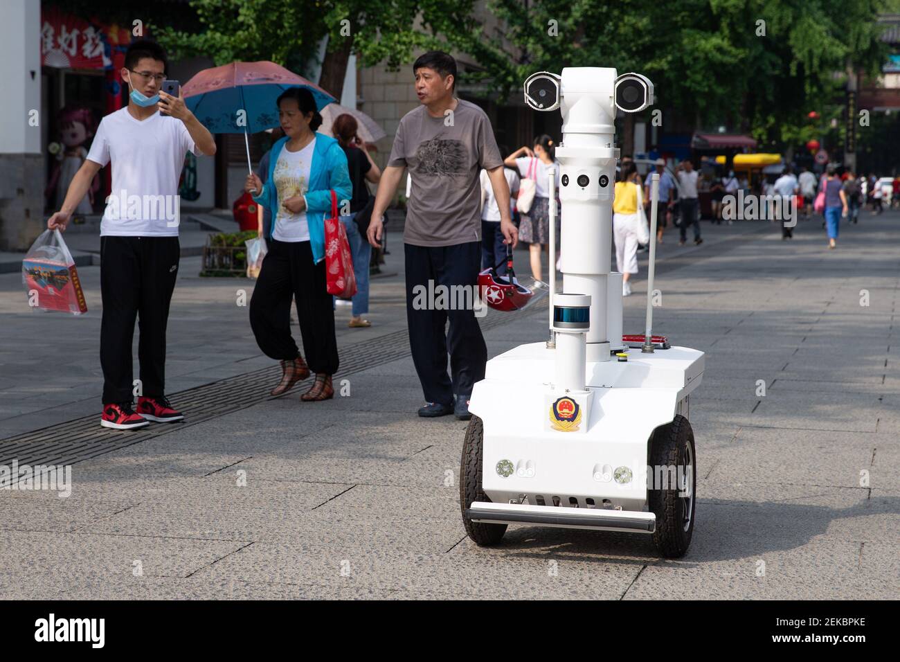 Jiangsuï¼ŒCHINA-A police patrol robot is photographed at the Confucius ...