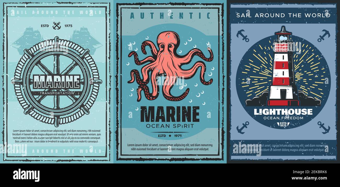 Nautical anchors, marine sailing ships and sea helm, sailboat rope ...