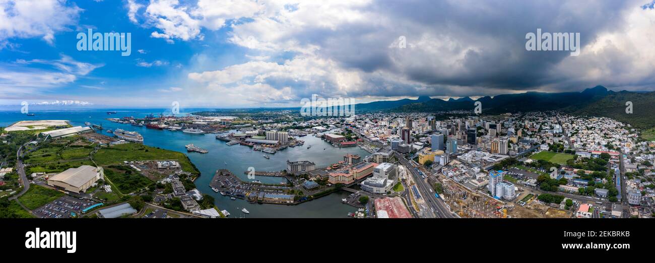 Cityscape by port of Port Louis at Mauritius Stock Photo - Alamy