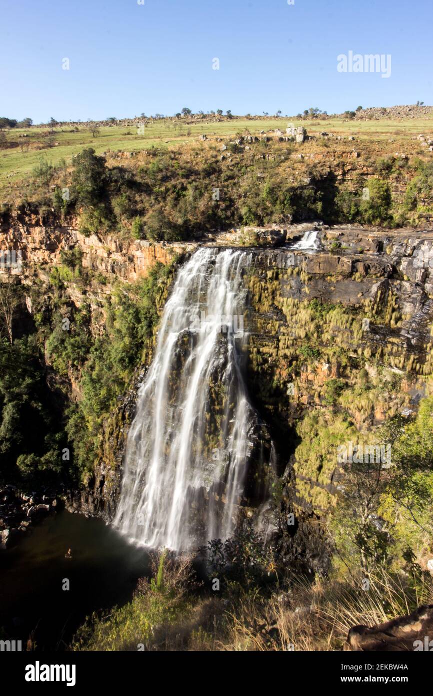 The Main fall of the Lisbon Waterfall in the Late Afternoon, Mpumalanga ...