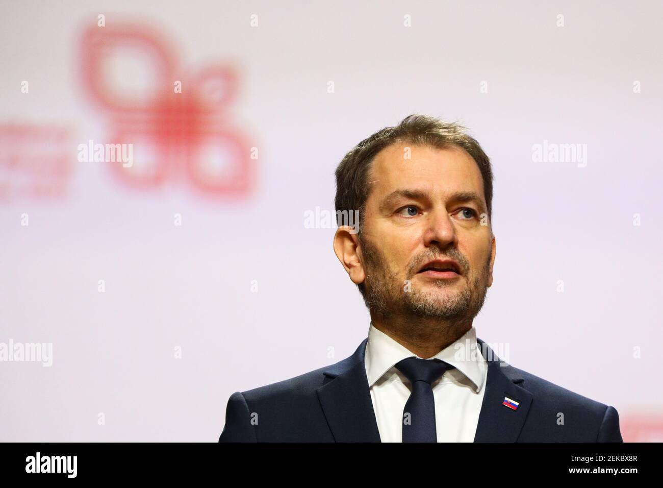 Slovakian Prime Minister Igor Matovic speaks during press conference ...
